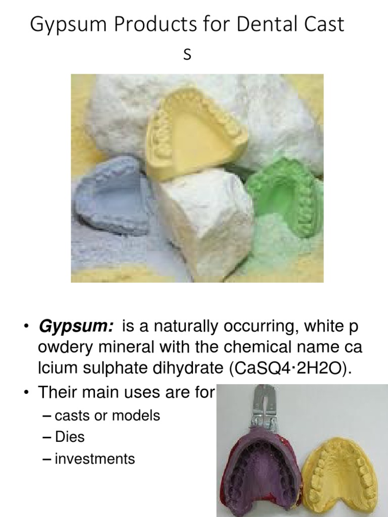 1.gypsum Products For Dental Casts | PDF | Gypsum | Plaster
