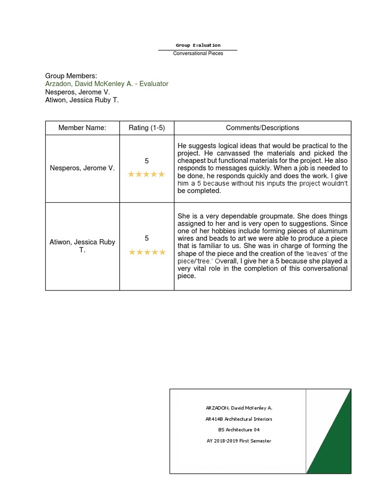 Evaluation Interiors | PDF