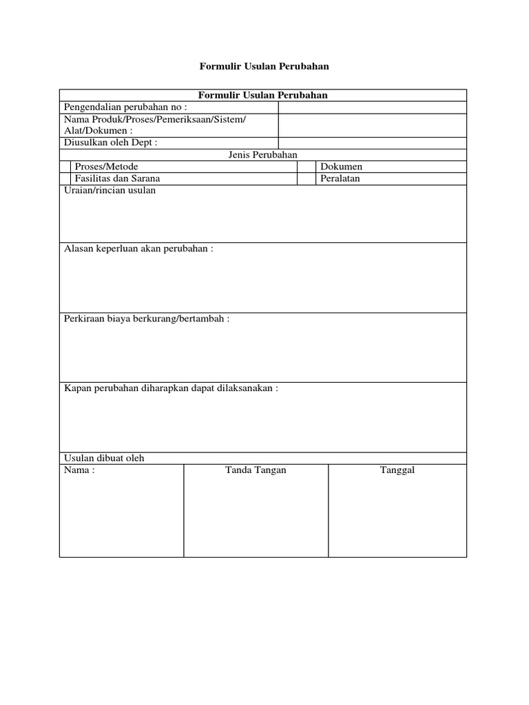 Formulir Usulan Perubahan FIXX | PDF | Hukum | Komputer
