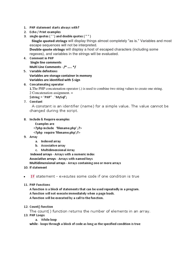 Php Mysql Review Pdf Array Data Structure Php