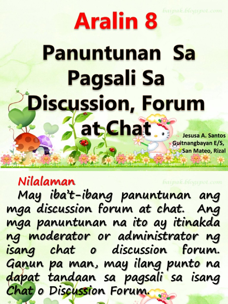 Ict 5 Aralin 8 Mga Panuntunan Sa Pagsali Sa Discussion Forum at Chat ...
