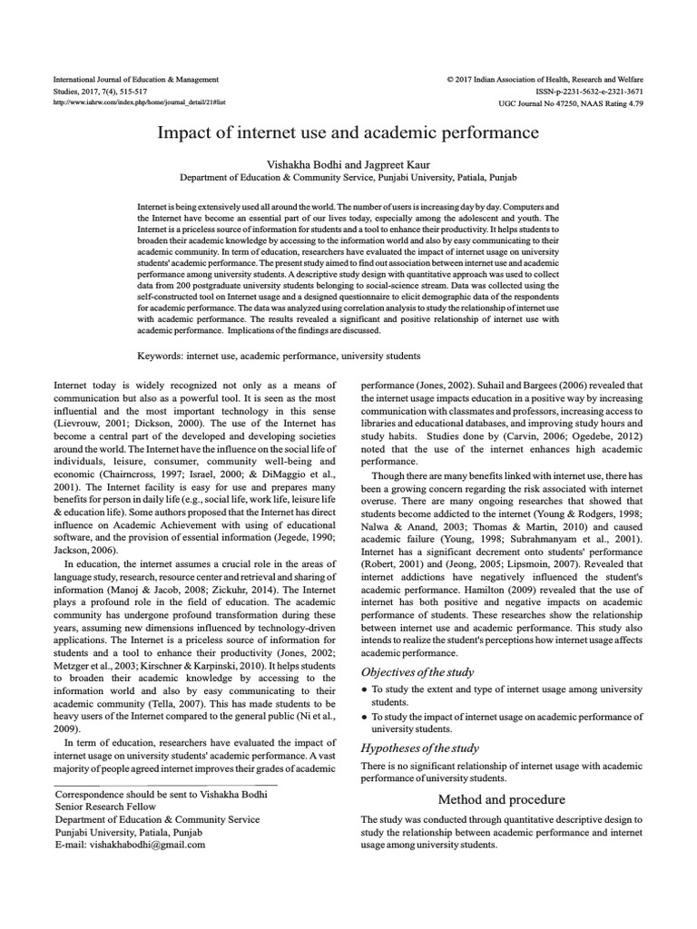 Impact of Internet Research Paper | PDF | Correlation And Dependence ...