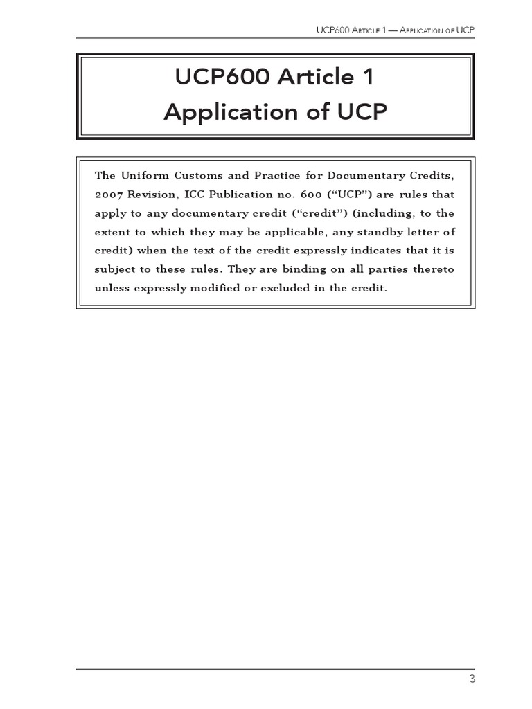 UCP600 Commentary Article 1 | PDF | Letter Of Credit | Guarantee