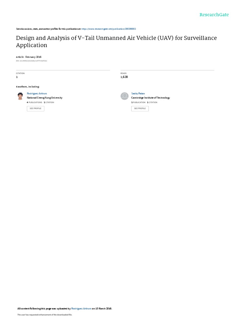 Design and Analysis of V-Tail Unmanned Air Vehicle (UAV) For ...