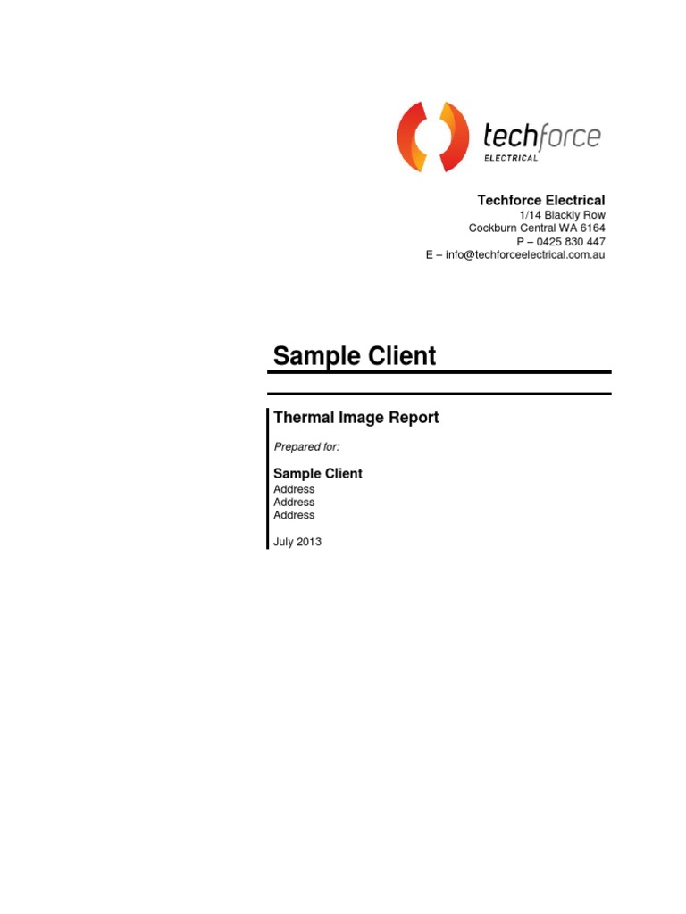 Sample Client: Techforce Electrical | Download Free PDF | Thermography | Electricity