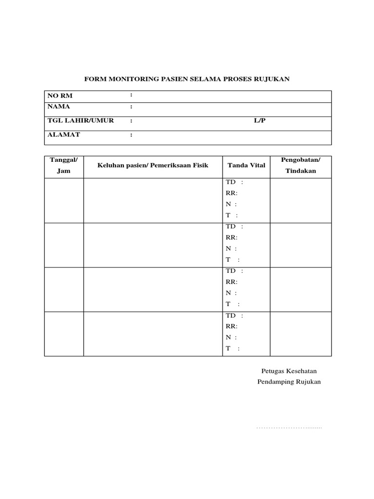 Form Monitoring Pasien Selama Proses Rujukan | PDF