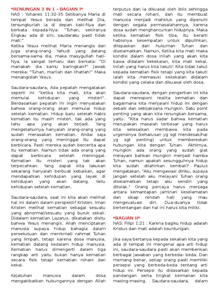 Khotbah Penghiburan | PDF