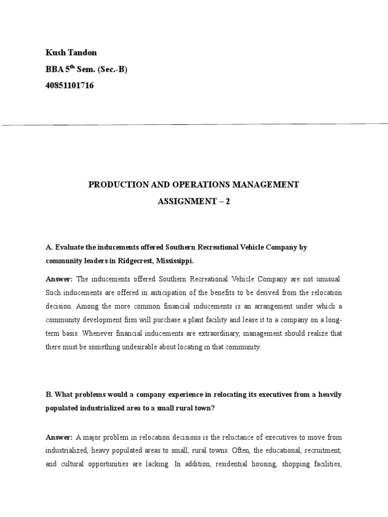 POM Assignment 2 | PDF | Finance & Money Management