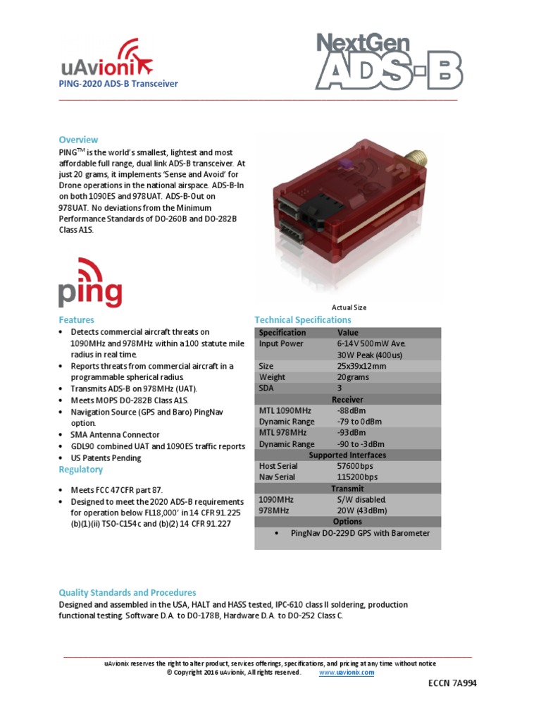 PING-2020 ADS-B Transceiver: Verview | PDF | Electrical Connector ...