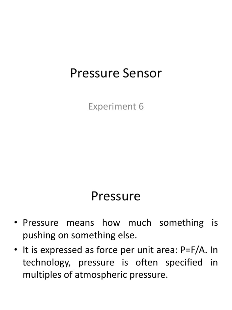 Pressure Sensor: Experiment 6 | PDF | Capacitor | Pressure Measurement