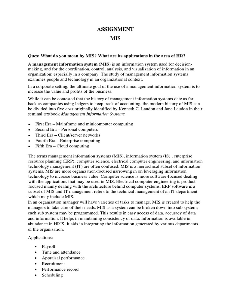 MIS Assignment | PDF | Management Information System | Data