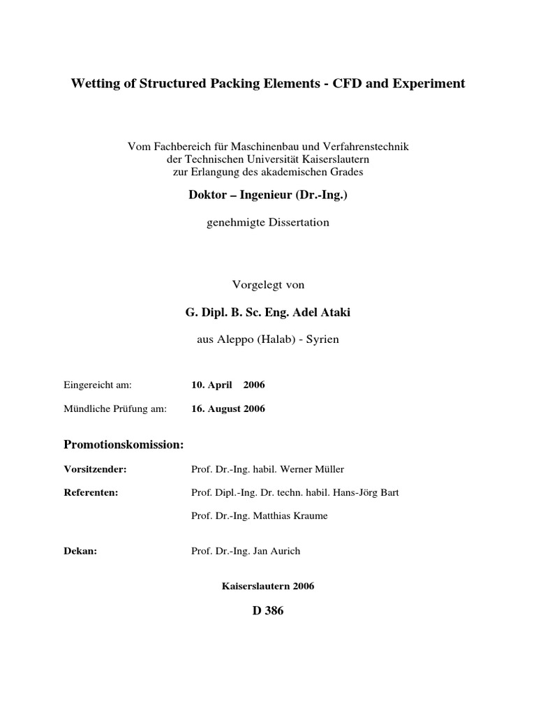 Wetting of Structured Packing Elements - CFD and Experiment PDF | PDF ...