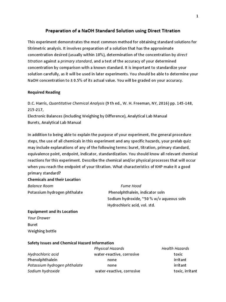 DIrect Titration Lab3 | PDF | Titration | Chemistry