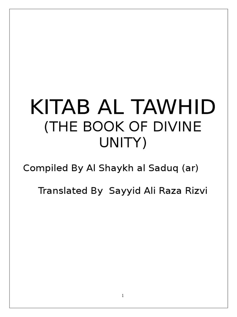 Kitab Al Tawhid: (The Book of Divine Unity) | PDF | Tawhid ...