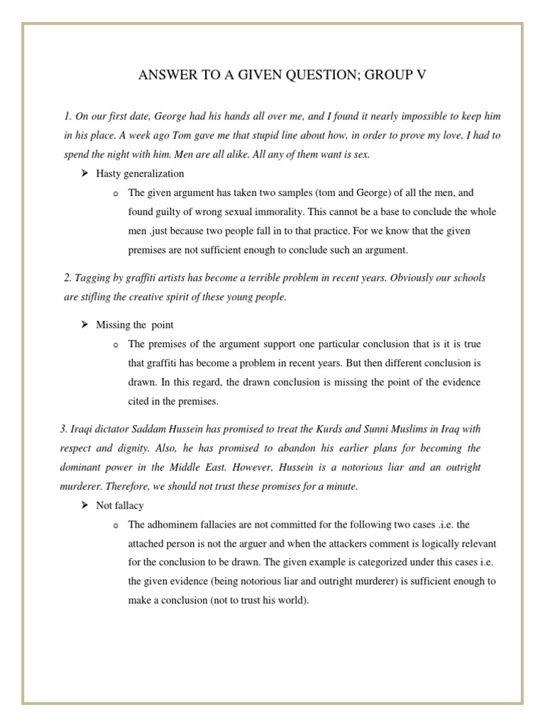 Answer To A Given Question | Download Free PDF | Argument | Fallacy
