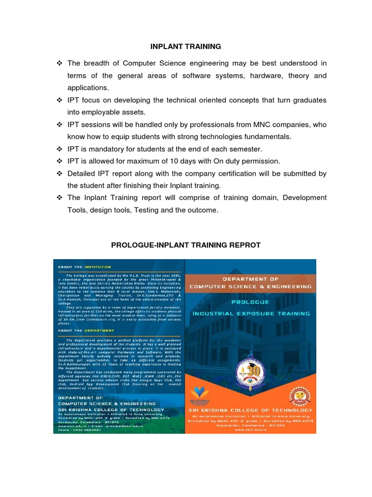 Inplant Training | Download Free PDF | Intellectual Works | Engineering