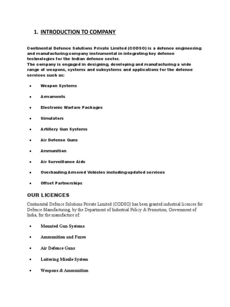 INTRODUCTION TO COMPANY Research Project | PDF | Ammunition | Anti ...