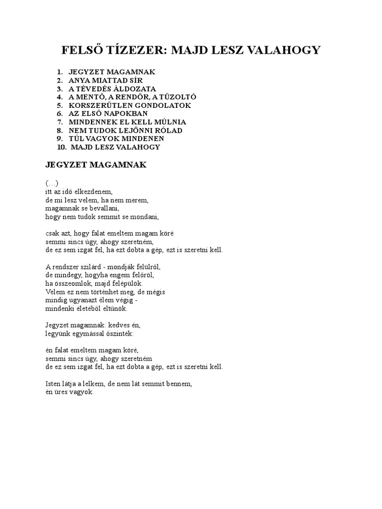 Majd Lesz Valahogy - Szövegkönyv | PDF