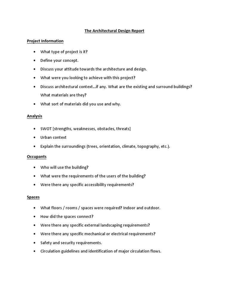 The Architectural Design Report Project Information | PDF | Science ...