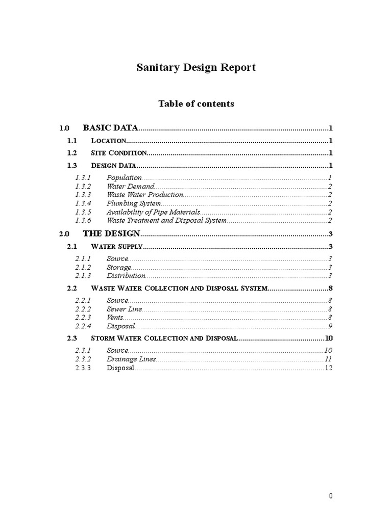 Sanitary Design Report Overview | PDF | Plumbing | Sanitary Sewer