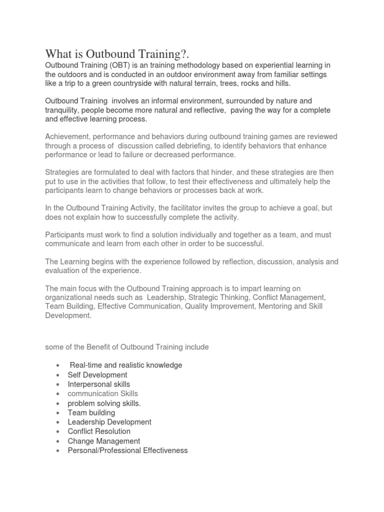 What Is Outbound Training Examples | PDF | Brainstorming | Team Building