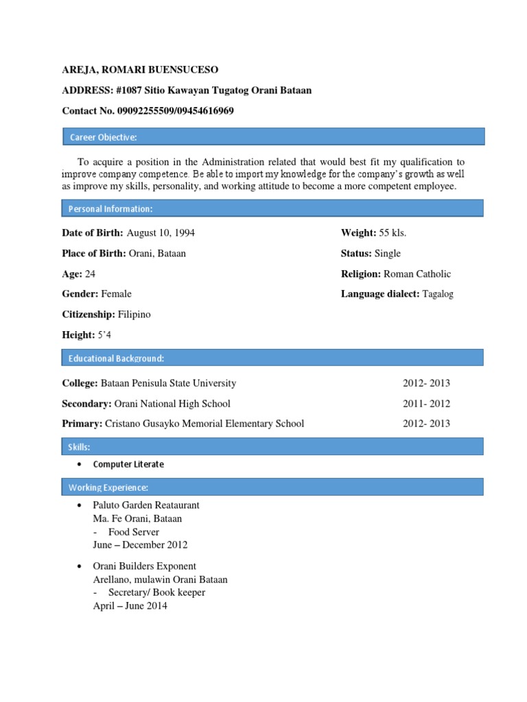 Career Objective:: Tagalog | PDF