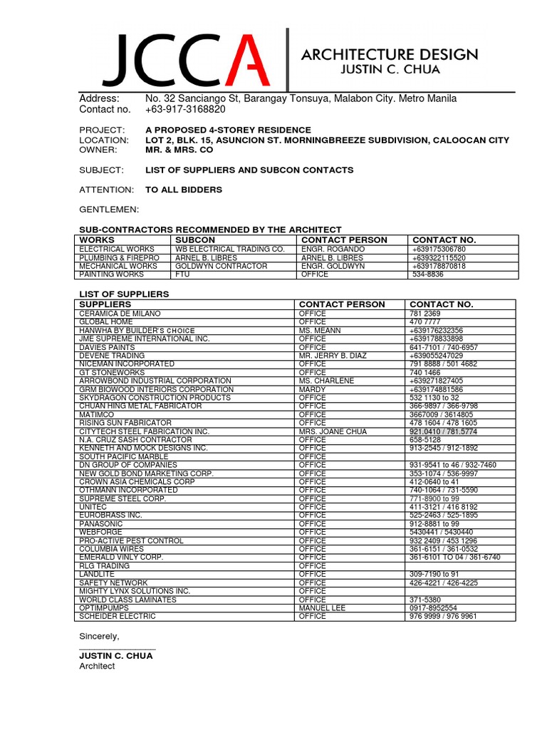 List of Subcon and Suppliers - 2018 06 23 | PDF | Economic Sectors