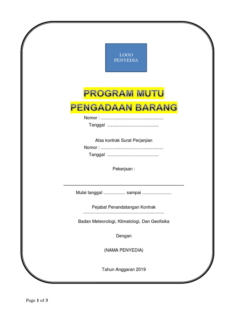 Program Mutu Barang | PDF