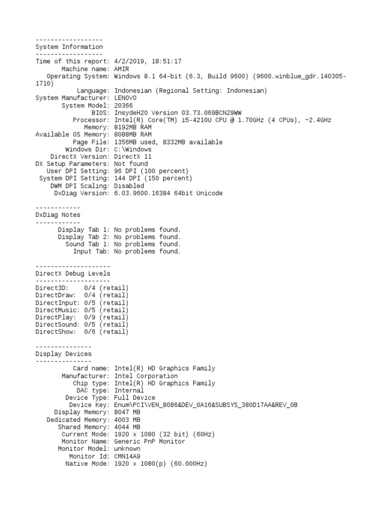 DX Diag | PDF | Device Driver | Codec