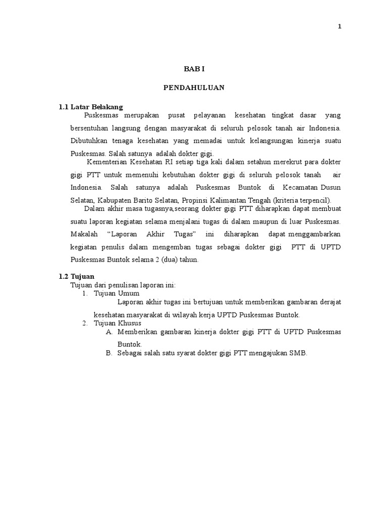 Judul Laporan Akhir Dokter PTT | PDF