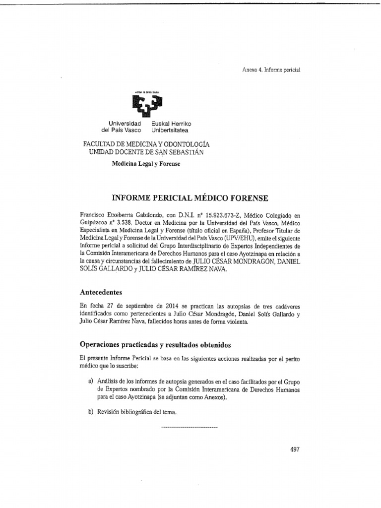 Informe Pericial Médico Forense | Lesión | Medicina