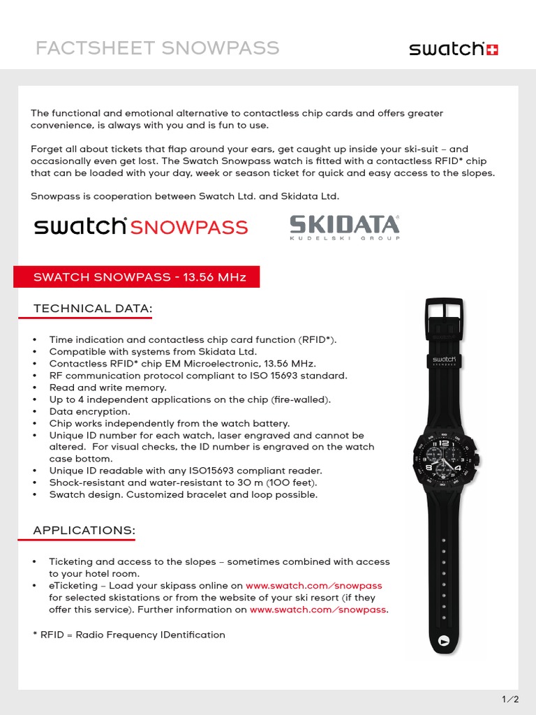 Fact Sheet Swatch Snowpass en | PDF | Radio Frequency Identification ...