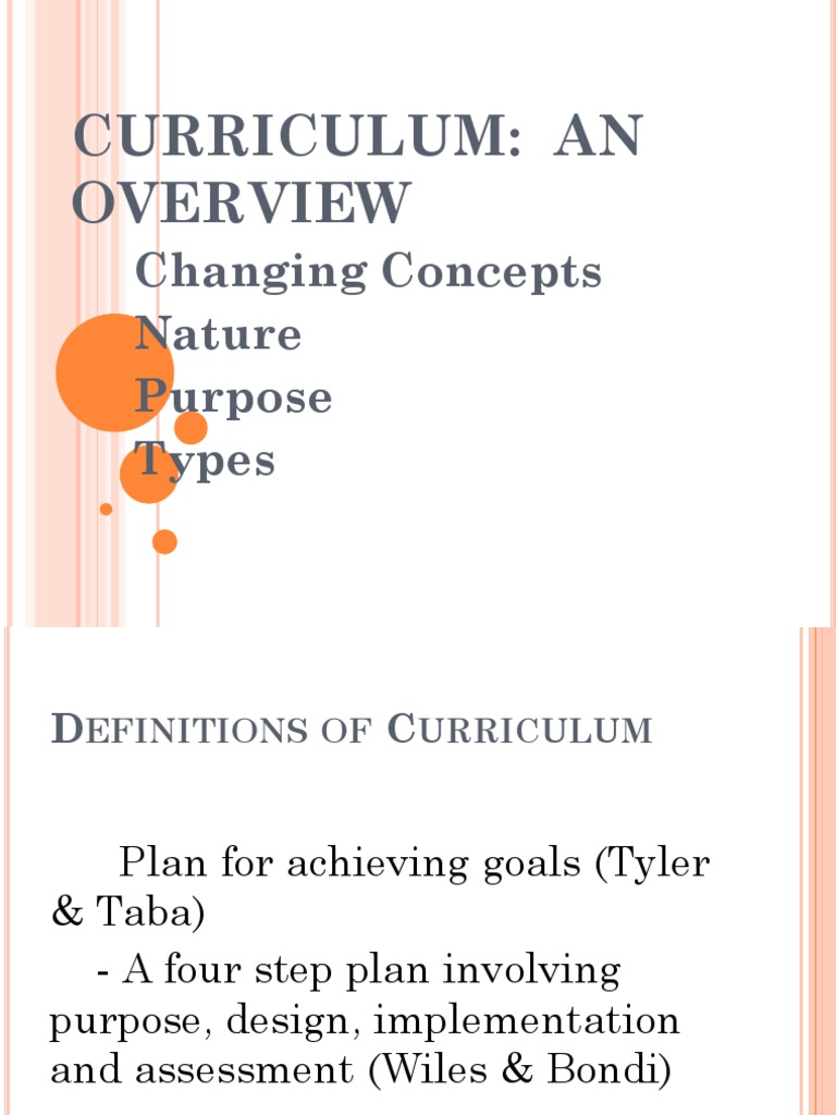 Curriculum: An: Changing Concepts Nature Purpose Types | PDF ...