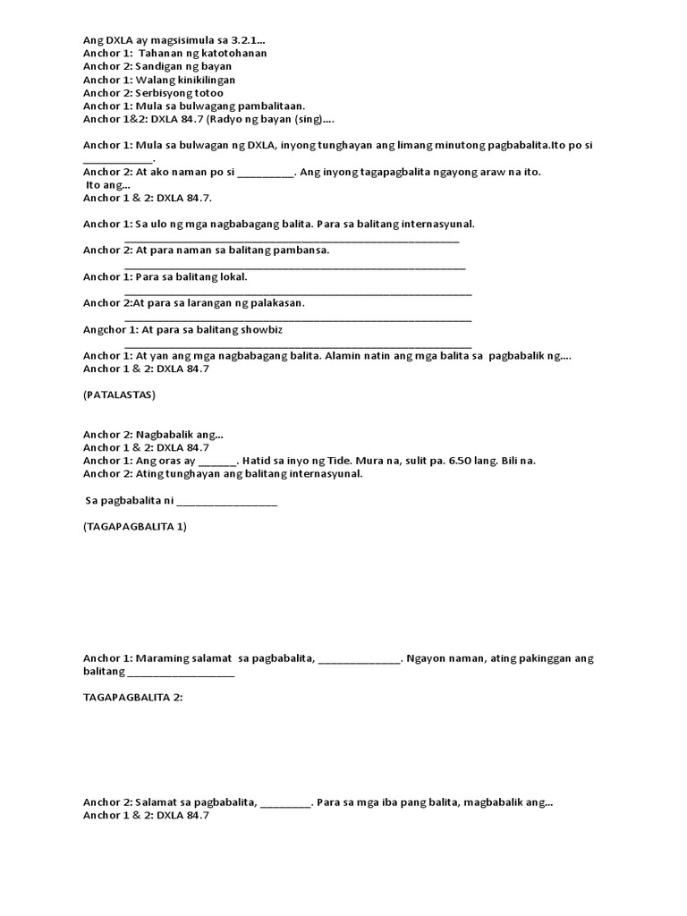 FILIPInO BROADCASTInG SCRIPT | PDF