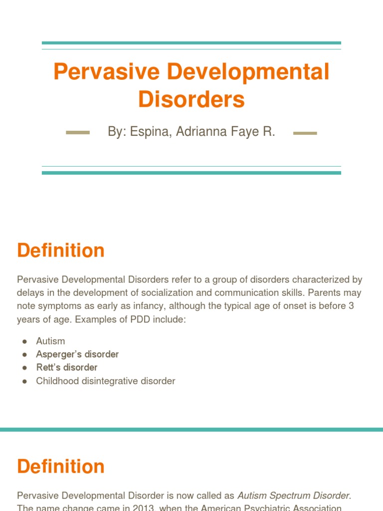 Pervasive Developmental Disorders By Espina Adrianna Faye R Pdf