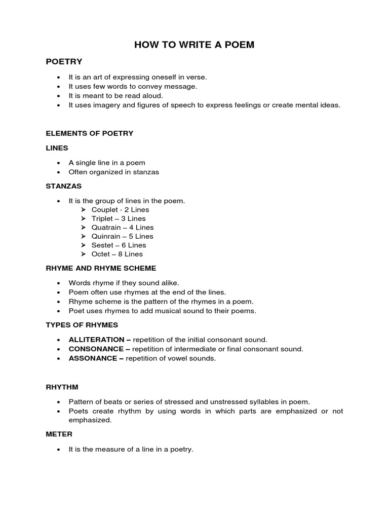 How To Write A Poem Hard | PDF | Metre (Poetry) | Poetry