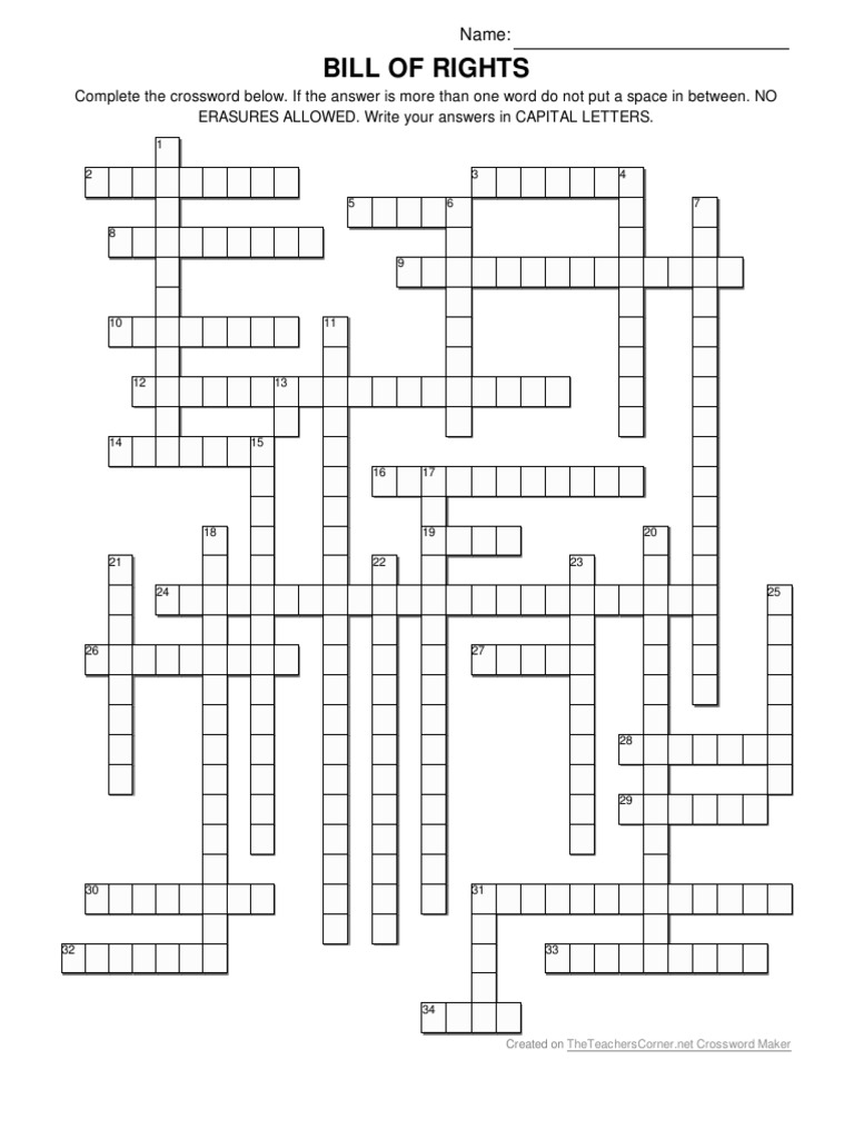 Bill of Rights Crossword PDF | PDF | Freedom Of Speech | United States ...