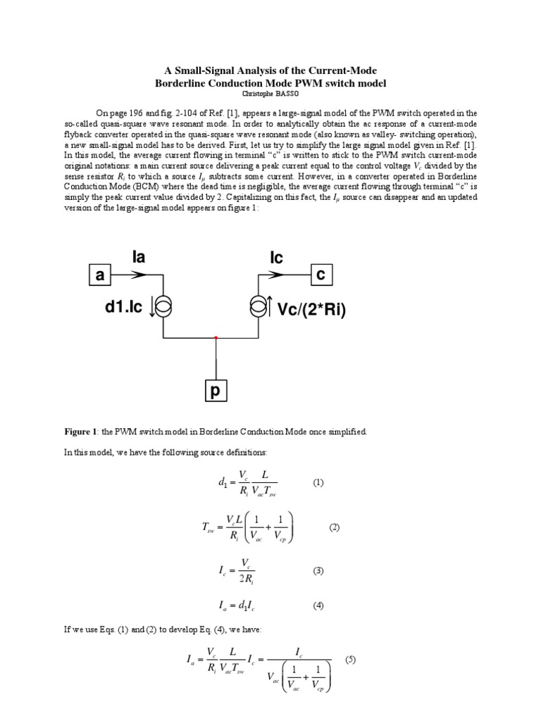Current Mode Pwm Switch Model For Flyback Converter Pdf Electrical