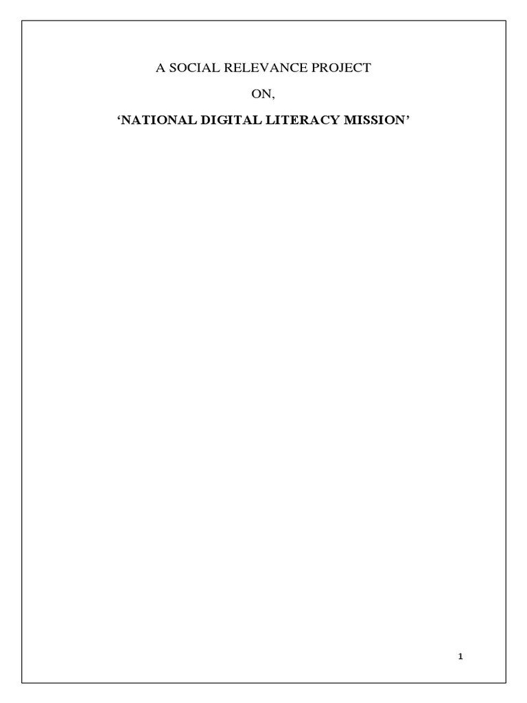 National Digital Literacy Mission: A Social Relevance Project on ...