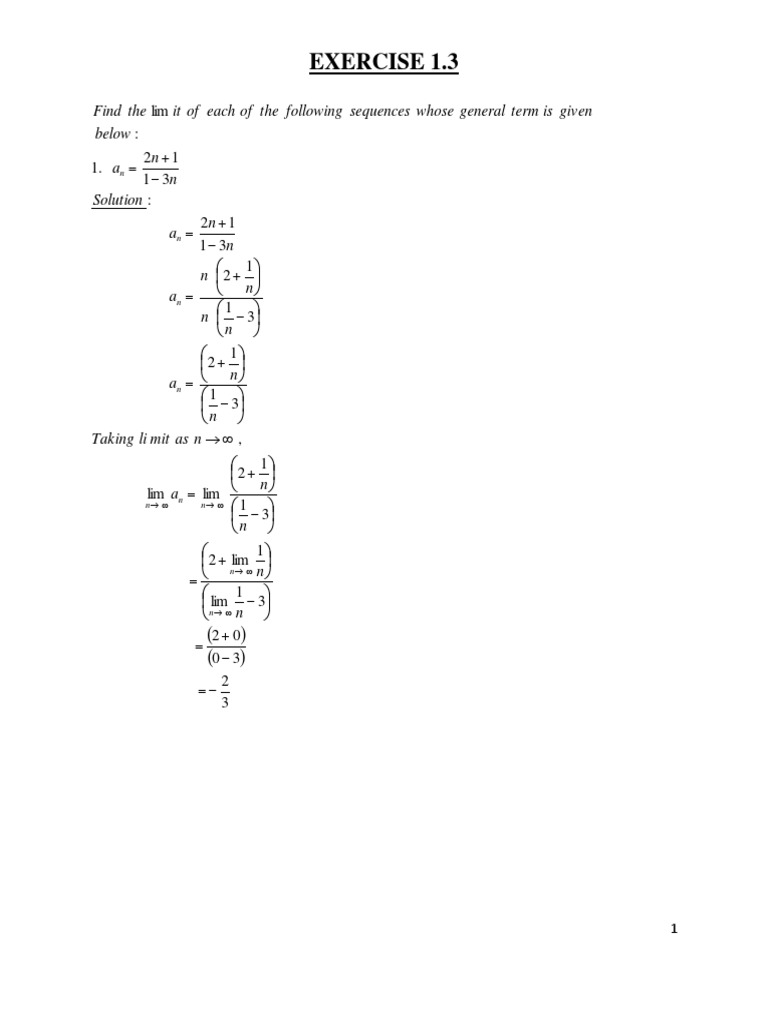 Limits and Sequences Exercises | PDF | Teaching Mathematics