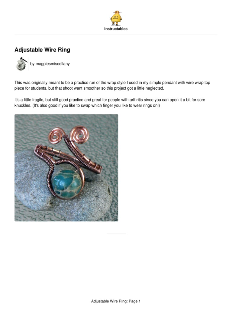 Adjustable Wire Ring: instructables | Wire | Manufactured Goods | Free ...