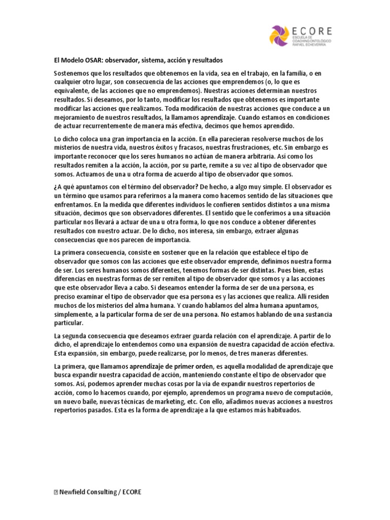 Modelo OSAR en Coaching Ontológico | PDF | Motivación | Motivacional