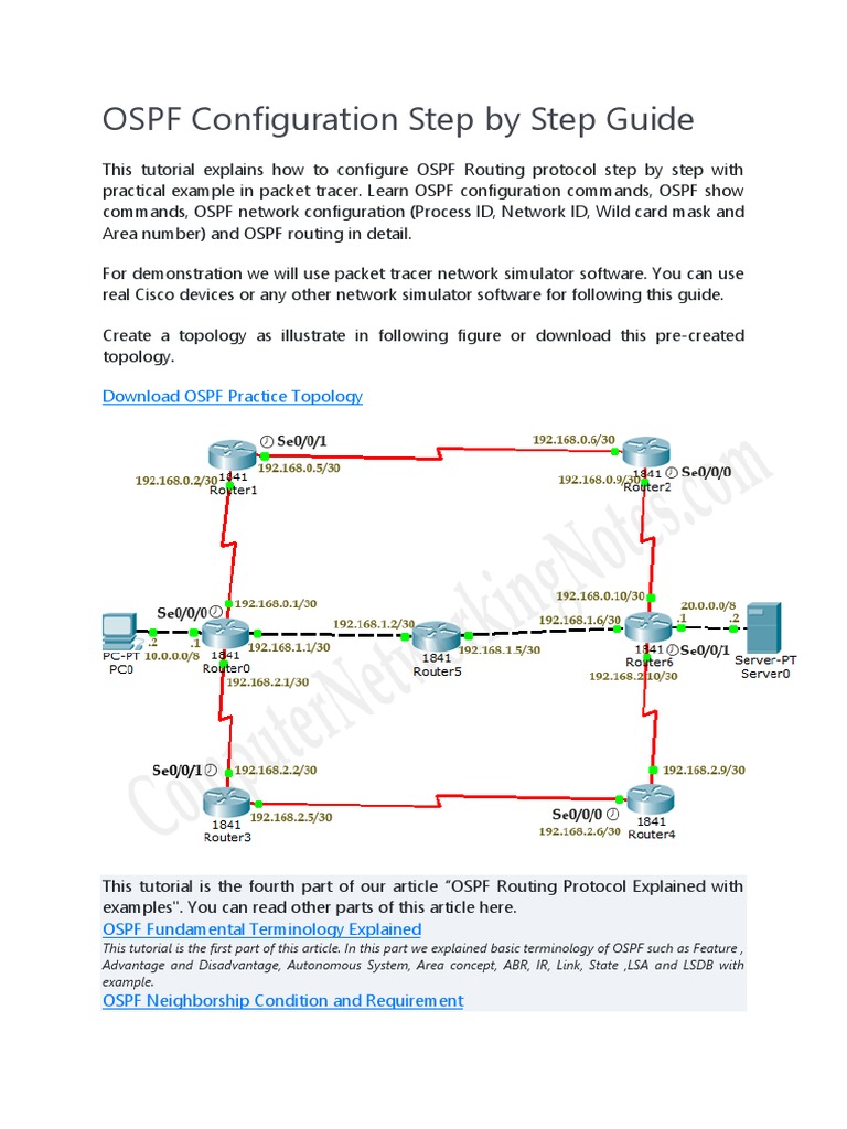 OSPF Configuration Step by Step Guide | PDF | Router (Computing) | Routing