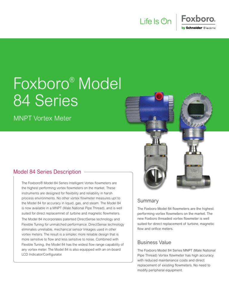 Foxboro Model 84 Series: MNPT Vortex Meter | Flow Measurement | Technology