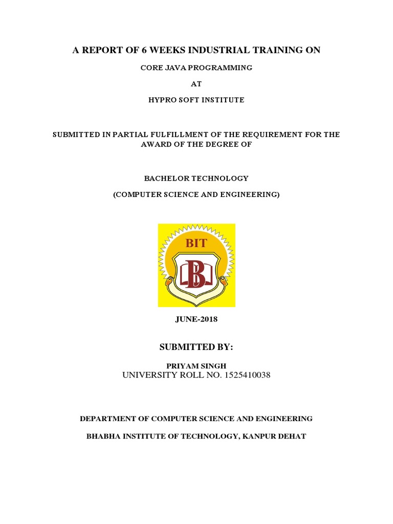 Priyam Singh's Report on a 6-Week Internship in Core Java Programming ...