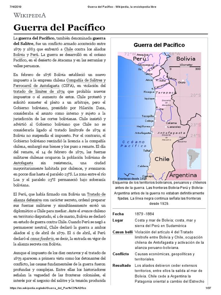 Guerra Del Pacífico - Wikipedia, La Enciclopedia Libre | América del ...