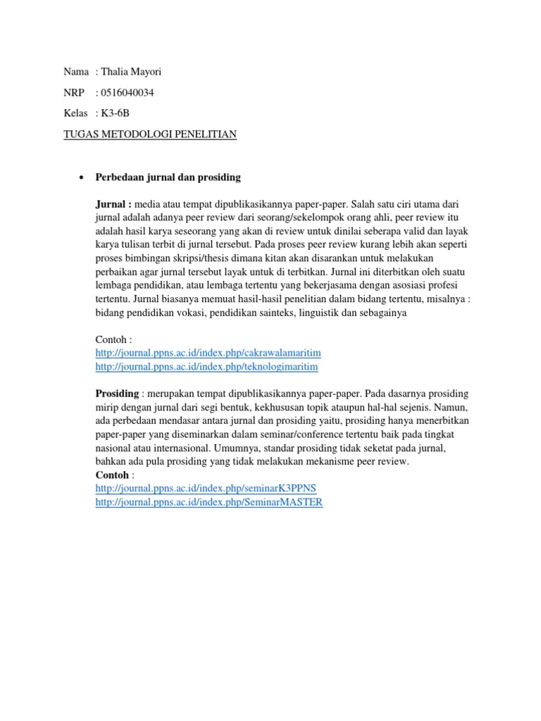 Thalia Mayori (0516040034) - Jurnal Dan Prosiding | PDF | Karier ...