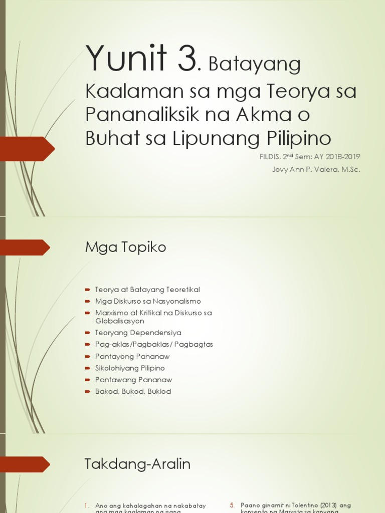 Fili 102 - Yunit 3 | PDF