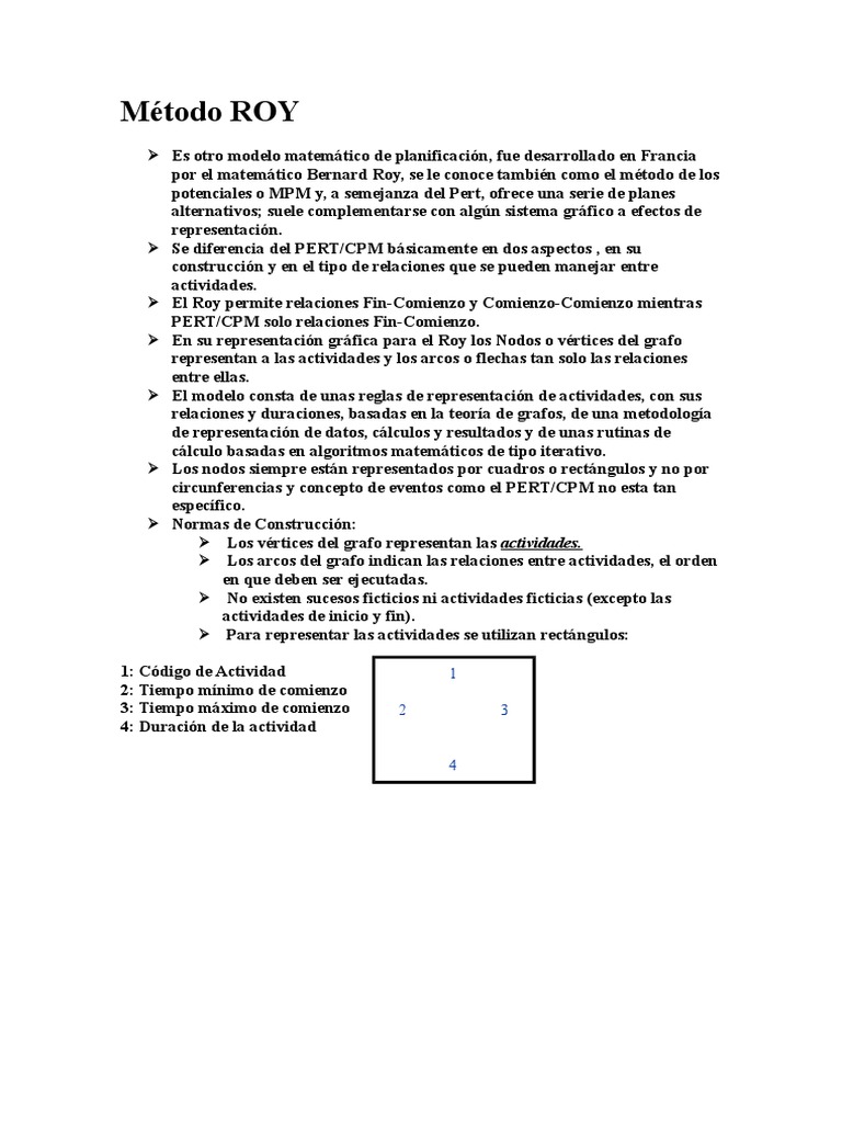 Método ROY | PDF | Matriz (Matemáticas) | Matemáticas Aplicadas