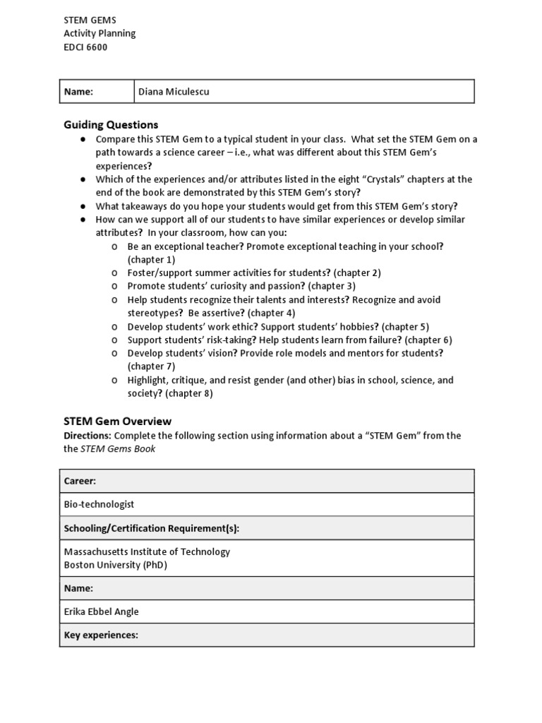 Miculescu D Stem Gems Lesson Prot | PDF | Gel Electrophoresis ...